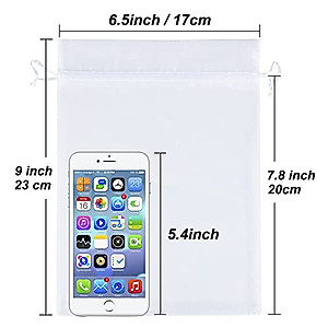 HRX Package 100pcs Sheer Organza Bags White, 6 x 9 inches Christmas Wedding Shower Party Favors Gift Drawstring Bags Large Mesh Jewelry Pouches