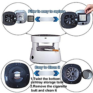 Gasin 2 in 1 Air Purifier Multifunctional Smokeless Ashtray USB Rechargeable Ash Tray Electronic Ashtray with Filter, Best for Home Car or Office (White)… (FSGLP-5PCS)