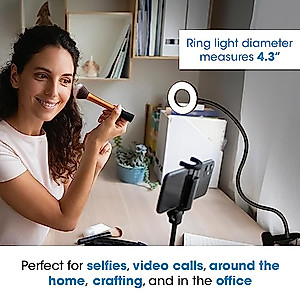 OttLite Capture Clip-On LED Selfie Ring Light for Desks - Conference Lighting for Remote Working, Tiktok, Content Creators & Zoom Meetings - ClearSun LED Technology - Dimmable with 3 Color Modes
