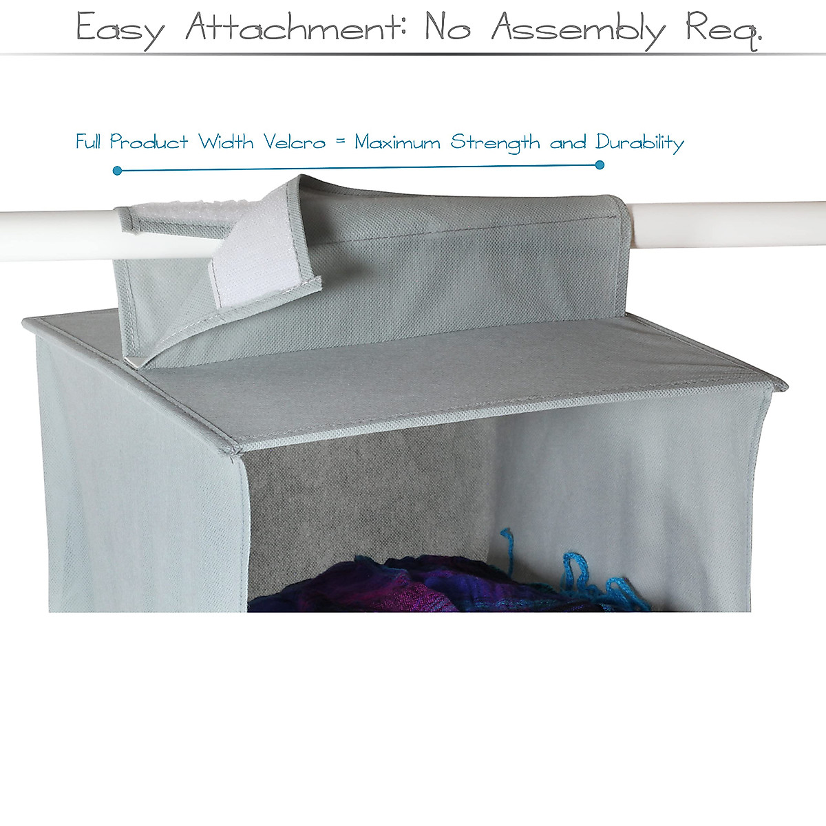 Mighty Tidy Home 12-Shelf Hanging Closet Storage 2-Pack Combo | Extra Thick and Sturdy | 2-Pack Combo, 12 Shelves Total | Space Saving Storage Holder for Wardrobe Closet (Grey)