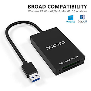 XQD Card Reader, USB 3.0 XQD/SD Card Reader Dual Slot Memory Card Reader 5Gpbs Super Speed Support Sony G/M Series, Lexar 2933x/1400x USB Mark XQD Card,SD Card for Windows/Mac OS