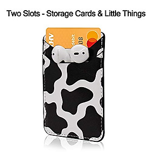 Cow Print Phone Credit Card Holder 3M Adhesive Stick on Wallet Pocket Case Mate for Cell Phone