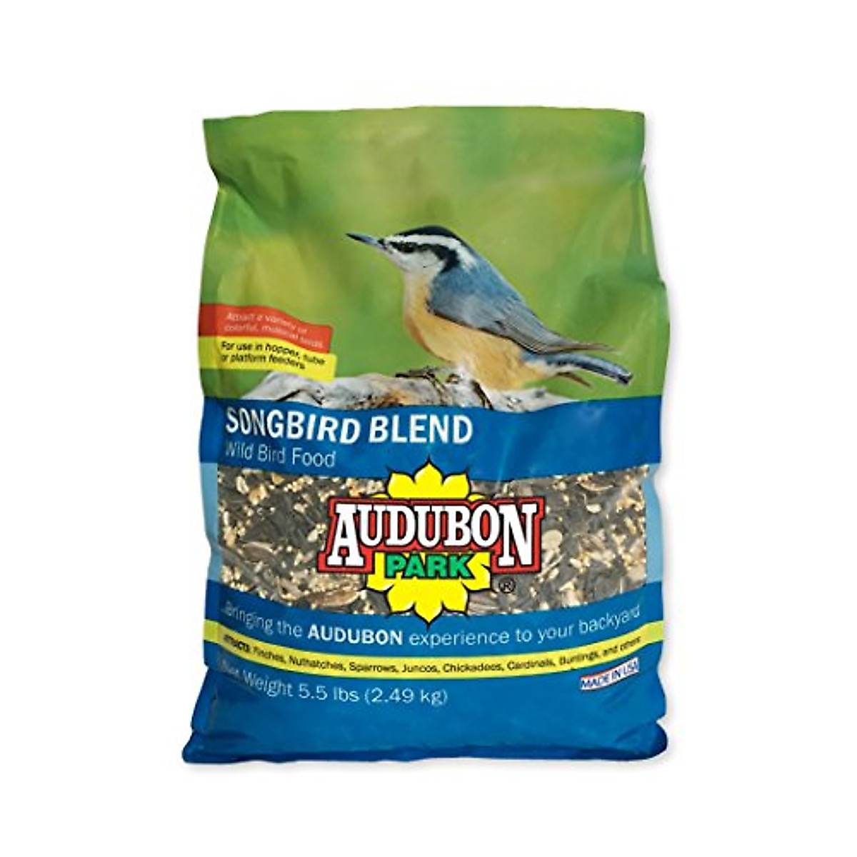 Audubon Park 12230 Songbird Blend Wild Bird Food, 5.5-Pounds, 4.5 lb, Green