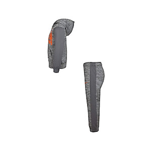 Nike Boy`s Dry Fit Therma Zip Hoodie & Sweatpants 2 Piece Set (Carbon Heather(86G933-GEH)/Orange, 12 Months)