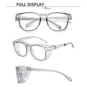 AIMADE Safety Glasses Goggles Anti Fog Stylish Protective Goggles Eyewear Blue Light Blocking Glasses for Men/Women (Clear grey)