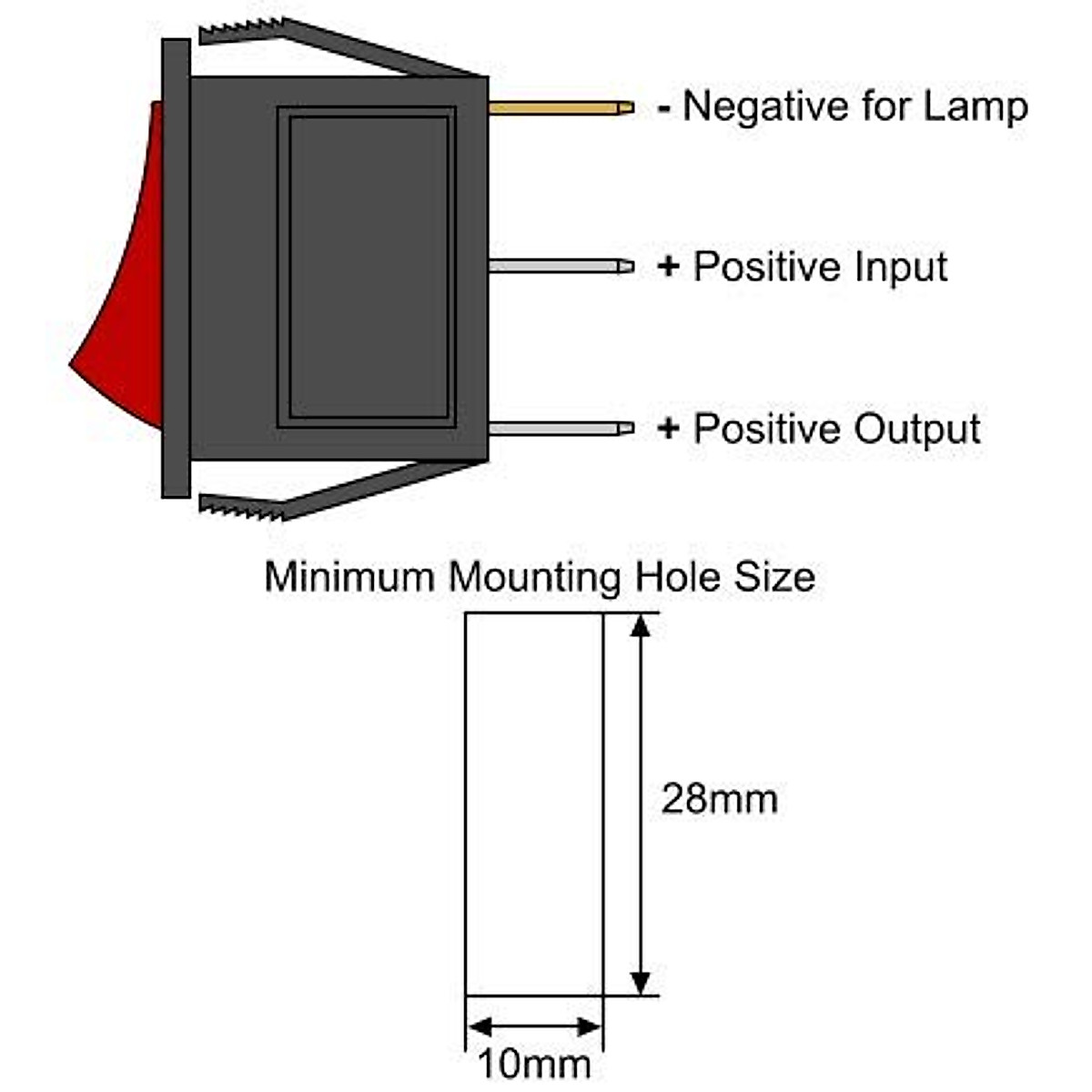 On/Off Power Switch for Razor - KCD1 Red Illuminated On-Off Switch for Razor E100, E200, E300, Crazy Cart, GF, Drifter, Dune Buggy - Heavy Duty Waterproof Rubber Boot On Off 3-Pin Toggle Switch