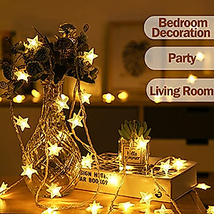 Christmas String Lights 33FT 80 PCS Star String Lights Waterproof Fairy Christmas Lights Battery-Powered Decoration for Xmas Garden Patio Bedroom Party Decor Indoor Outdoor Celebration Lighting