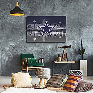 Dallas City Football Poster Sports Canvas Prints Wall Art Print Decoration Living Room Artwork Poster Bedroom Large Wall Art Picture (Unframed Canvas,16x24inch)