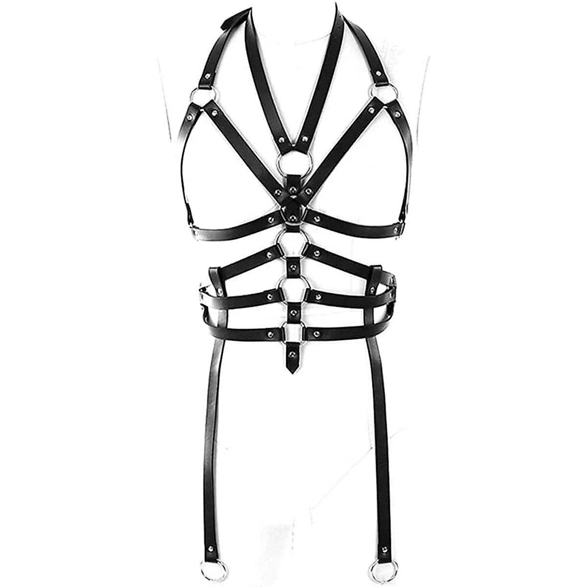 Punk Leather Chest Body Chain Sexy Harness Waist Chains Nightclub Party Rave Belt Belly Bra Jewelry Accessories for Women