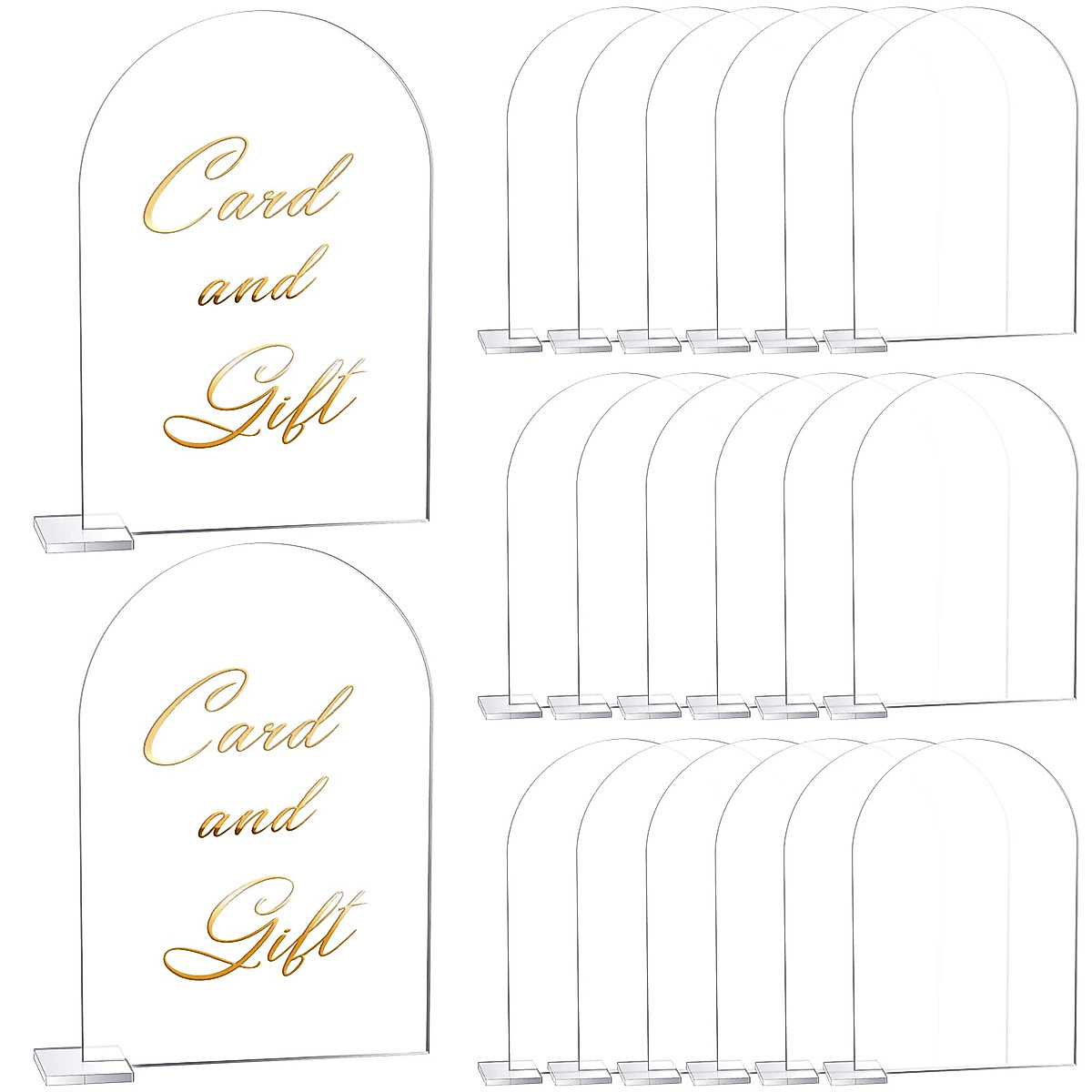 Chunful 20 Pack Clear Arch Acrylic Sign Acrylic Wedding Table Numbers with Stand Blank Arched Round Top Acrylic Table Numbers Holders DIY Acrylic Sheet for Wedding Reception Event Party Restaurant