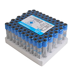 Caphstion Veterinary Lab Vacuum Blood Collection Coagulation Tubes Buffered Sodium Blood Collection Tube Pet Supplies, 5ml Blue 50pcs