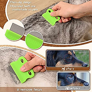 10 Pieces Pet Grooming Brush and Combs Set, Pet Grooming Gloves, 2-in-1 Steel Combs for Dogs and Cats, Metal Flea Comb for Cats, Dog Nail Trimmer, Dog Finger Toothbrush