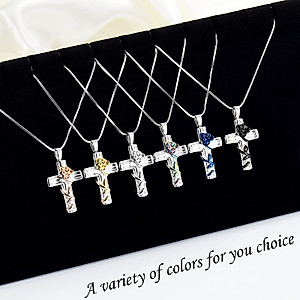 Urn Necklace for Ashes Rose Flower Cross Cremation Jewelry Pendant for Human/Pet Funeral Keepsake Memorial Necklace(Blue)