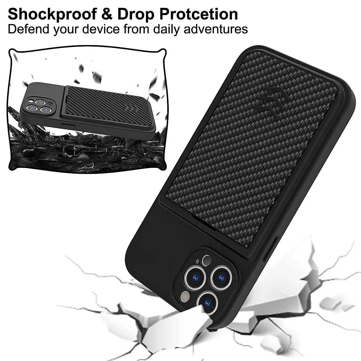 Karrint Compatible with iPhone 13 Pro Max Case with Card Holder Shockproof Scratch-Resistant Full Camera Protective Wallet Case for iPhone 13 Pro Max for Women Men Black