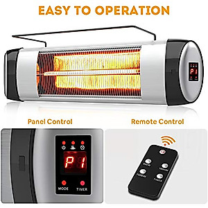 PATIOBOSS Infrared Patio Heater, Freestanding Electric Outdoor Heater for Instant Warm,Quiet Operation, Infrared Heater with Remote Control & 24 Hours Timer for Outdoor Indoor Use