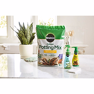 Miracle-Gro Indoor Potting Mix, Indoor Plant Food & Leaf Shine - Bundle of Potting Soil (6 qt.), Liquid Plant Food (8 oz.) & Leaf Shine (8 oz.) for Growing, Fertilizing & Cleaning Houseplants