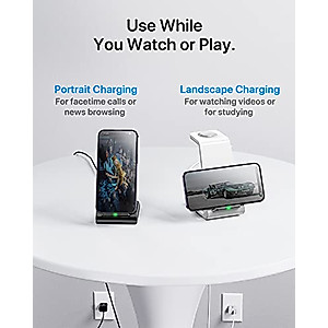 Intoval Wireless Charging Station, 3 in 1 Charger for Apple iPhone/iWatch/Airpods,iPhone 13,12,11 (Pro, Pro Max)/XS/XR/XS/X/8(Plus),iWatch 7/6/SE/5/4/3/2,Airpods Pro/3gen (A3,Black)