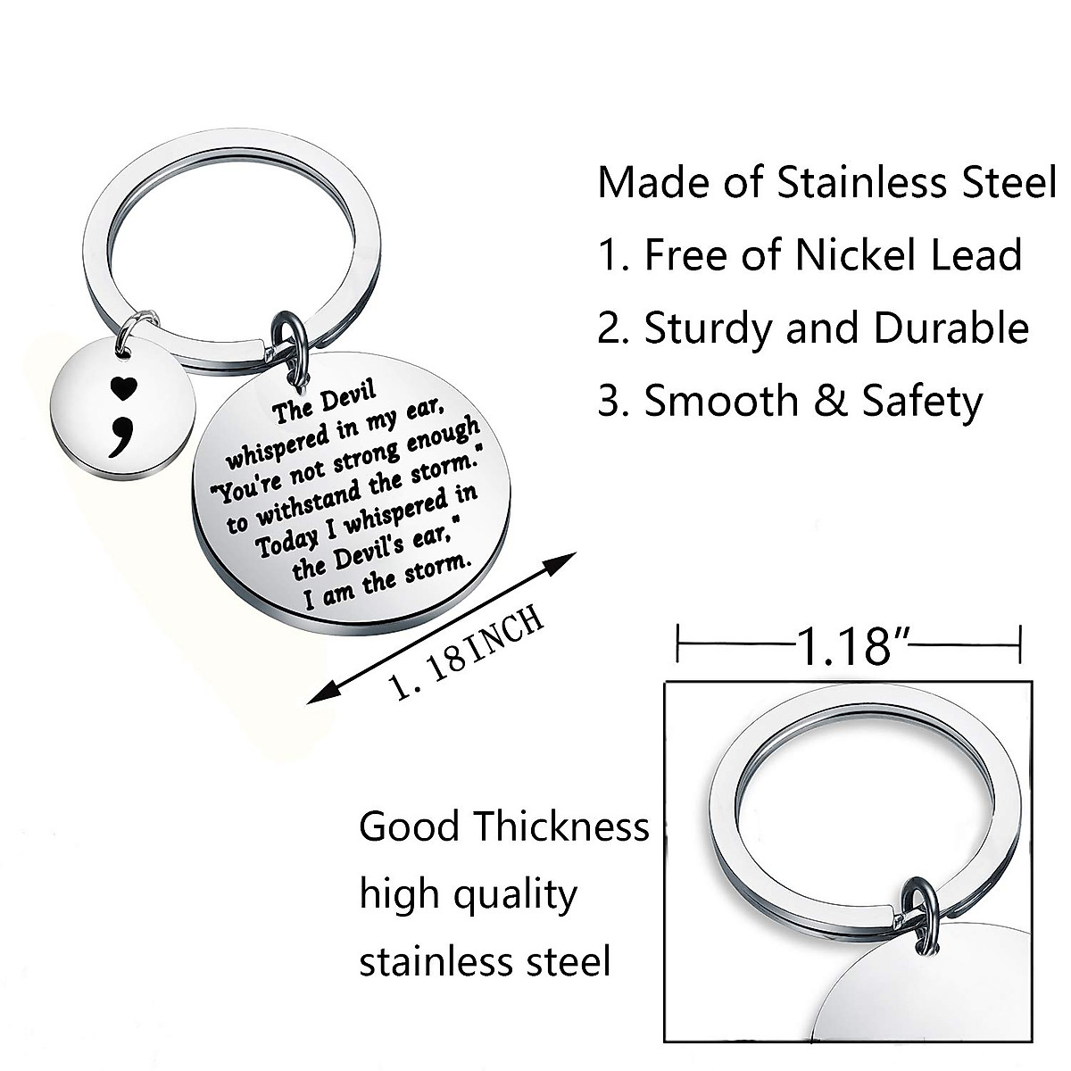 BNQL Semicolon Keychain I Am The Storm Keychain Inspirational Gifts Motivating Jewelry Gifts for Friend (keychain)