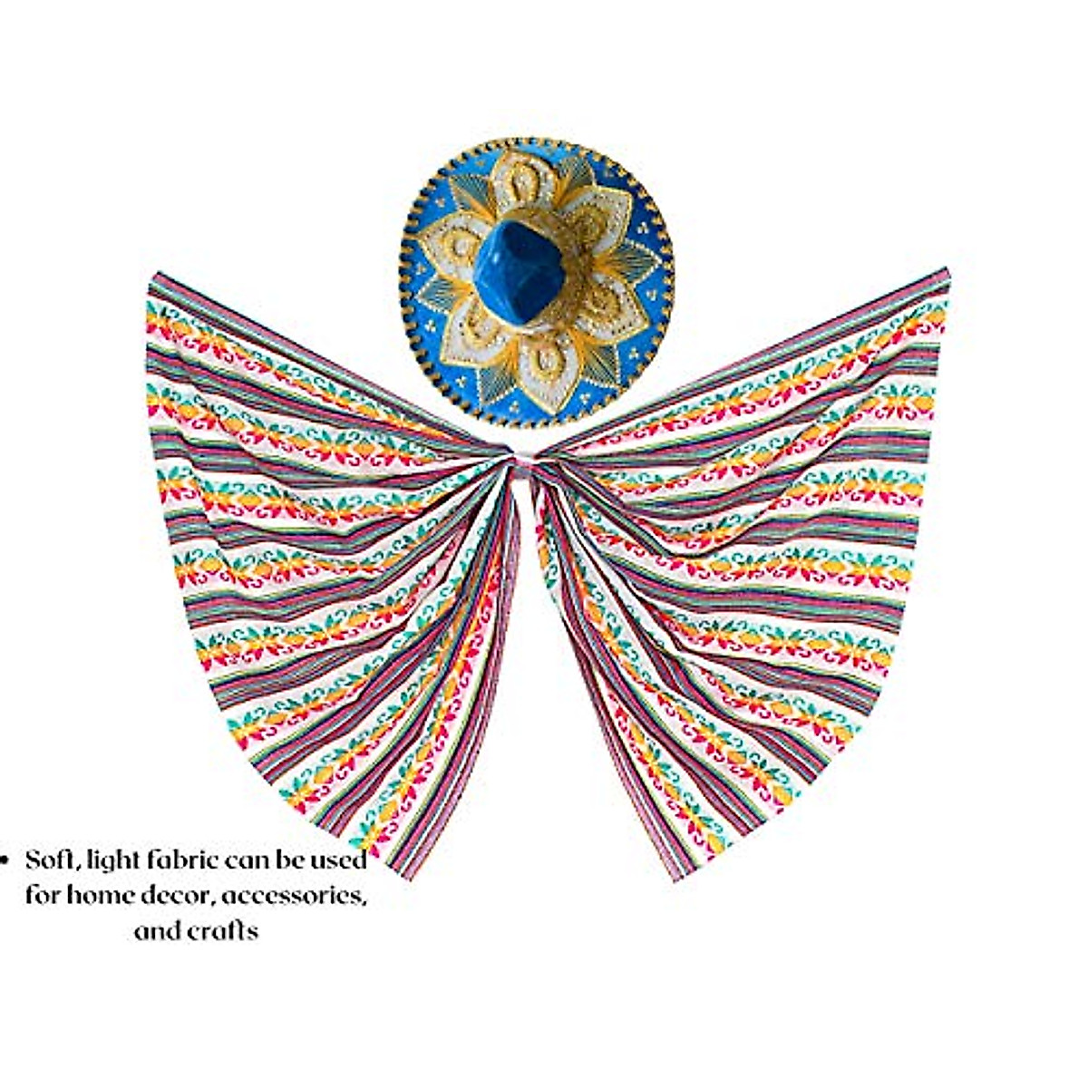 2 Yards Mexican Fabric, White Fabric by The Yard, Mexican Embroidered, Fiesta Decoration, Cinco de Mayo, Tela Mexicana.