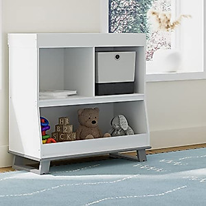 Storkcraft Modern Convertible Baby Changing Table (White and Pebble Gray) – GREENGUARD Gold Certified, Diaper Changing Table Fits Standard Changing Table Pads, Changing Table Topper