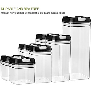 Airtight Food Storage Containers - MCIRCO 7 Pcs BPA Free Plastic Containers with Upgraded Lids - Kitchen & Pantry Organization and Canisters for Cereal,Flour, Include Label and Measuring Tools