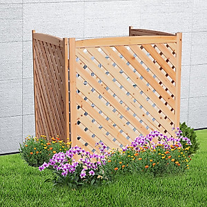 Xeeol Privacy Screen, 3 Panels Wood Fencing for Yard, Patio Lattice Panels for Outside, No Dig Fence Freestanding, Hide Outdoor Air Conditioner and Trash Enclosure