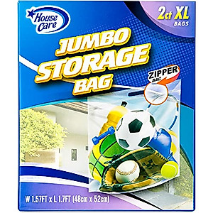 DecorRack 2 XL Zipper Storage Bags, 5 Gallons, 8-Mils Thick Storage Bags with Carry Handle, Heavy Duty For Clothes, Blankets and Closet Organization, 20 x 19 inches (2 Pack)