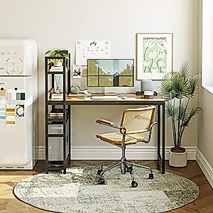 CubiCubi Computer Desk 55 inch with Storage Shelves Study Writing Table for Home Office,Modern Simple Style, Rustic Brown