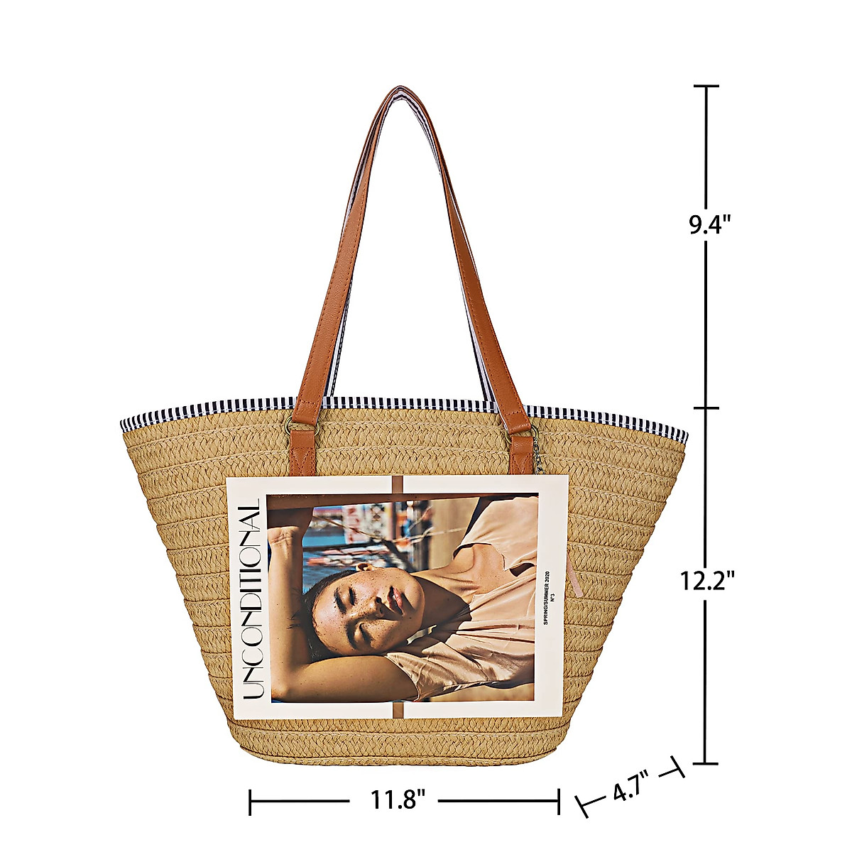 Womens Large Straw Shoulder Bag Beach Tote Handbag Purse with Tassel for Summer