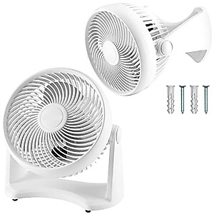 EOENVIVS Small Wall Fan 9 Inch Turbo 90 Degree Vertical Tilt Wall Mount with 3 Speed 25ft Distance, Cooling Fan for Bedroom Office Home Corner, Small Portable Fans Electric Room Table Fan