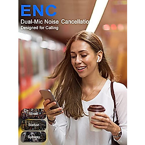 GCBIG Wireless Earbud, Bluetooth 5.3 Headphones with 4 ENC Mics, Wireless Headphones in Ear with 25H Playtime Noise Cancelling, IP7 Waterproof Bluetooth Earphones HiFi for Android iOS, USB C, Pink