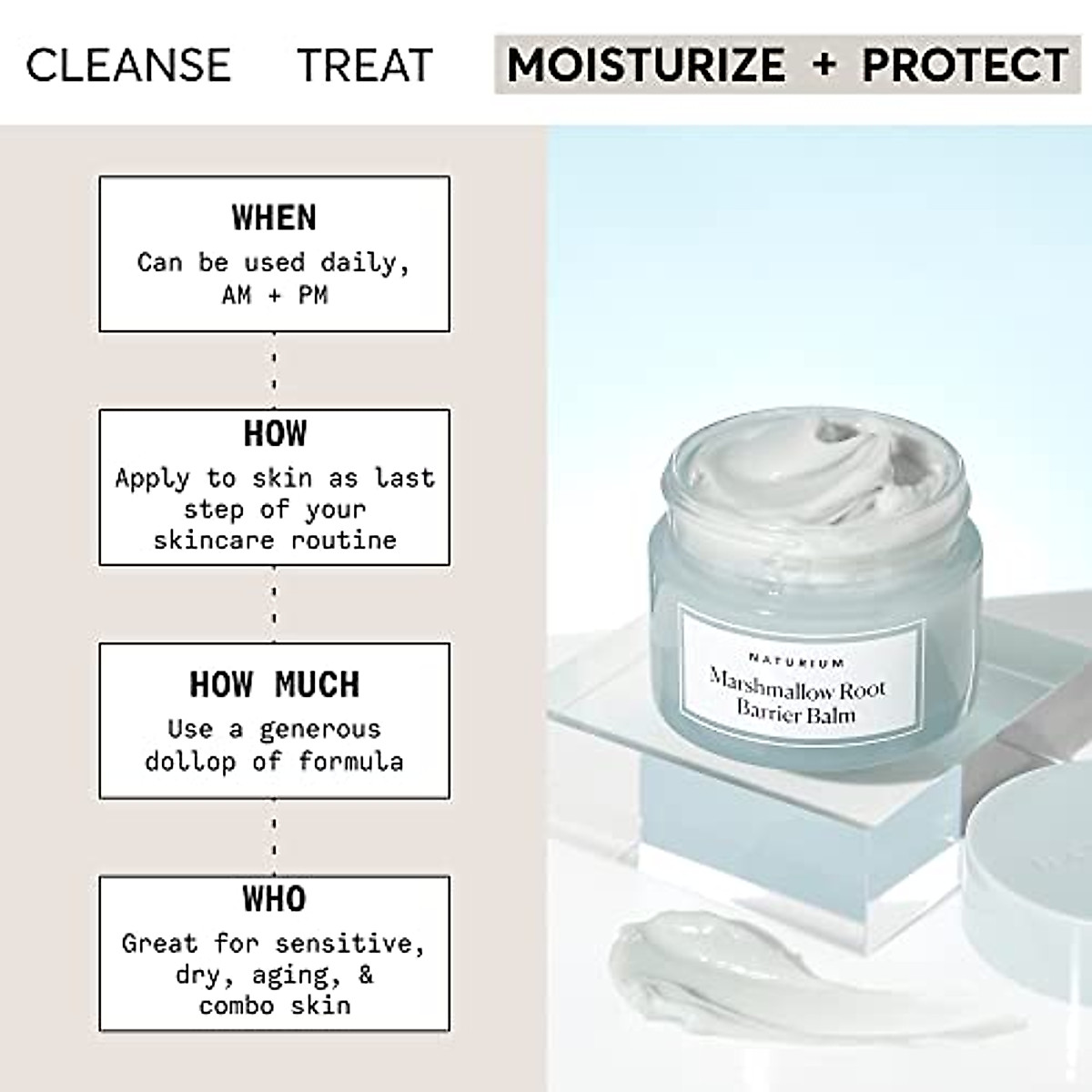 Naturium Marshmallow Root Barrier Balm, Face Balm Moisturizer for Hydrating Skin, Strengthening & Moisturizing Skincare, 1.7 oz