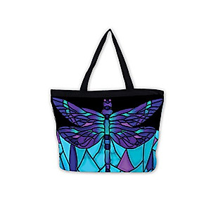Galleria Stained Glass Dragonfly Tote Bag