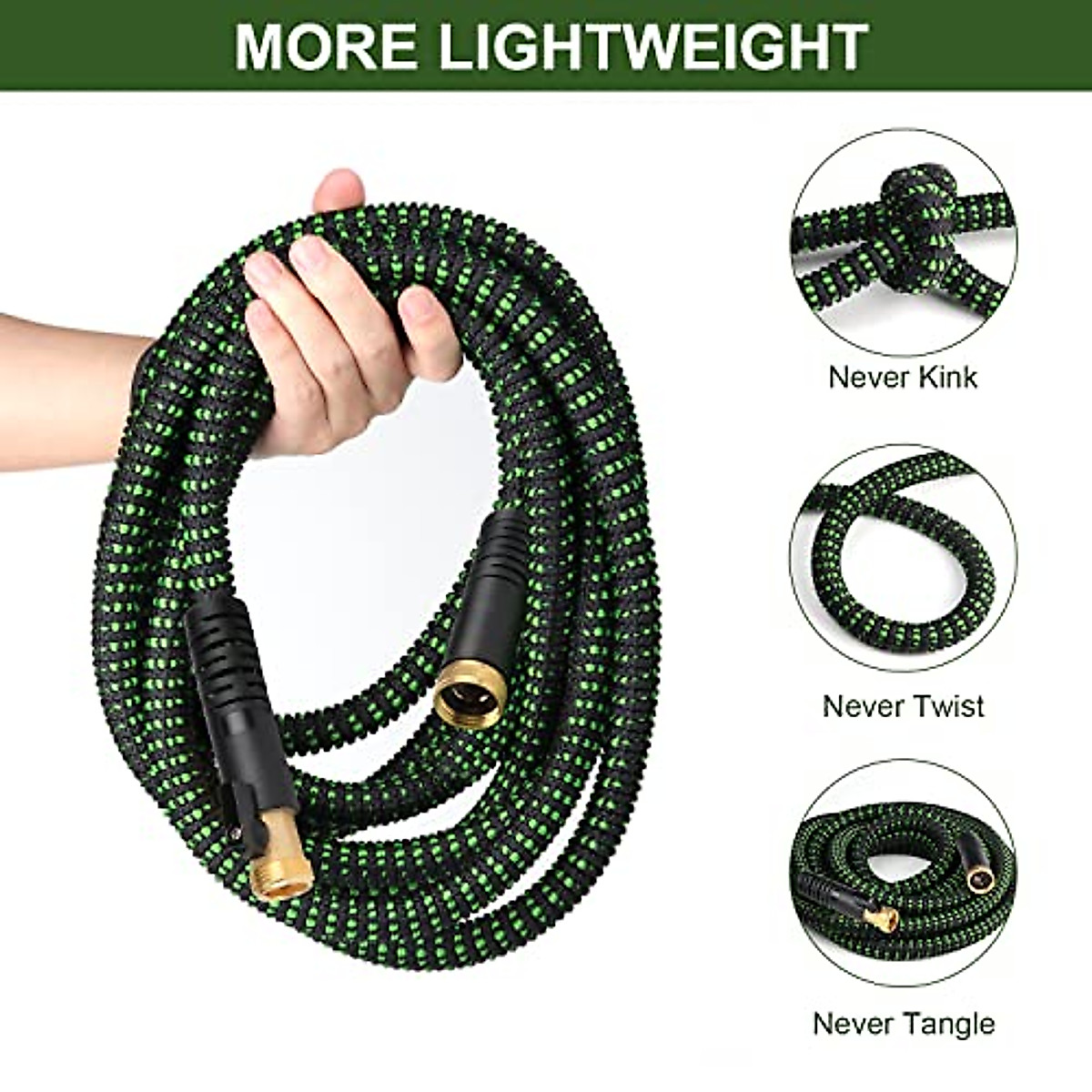 GUKOK 50ft Expandable Garden Hose, All New 2023 Expandable Water Hose with 3/4" Solid Brass Fittings, Extra Strength Fabric - Lightweight Flexible Expanding Hose with Spray Nozzle