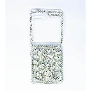 Aikukiki Case for Galaxy Z Flip 5,Galaxy Z Flip 5 5G Case,3D Handmade Sparkle Stunning Stones Crystal Diamond Bling Glitter Phone Case for Samsung Galaxy Z Flip 5 5G (2023) (Full White)