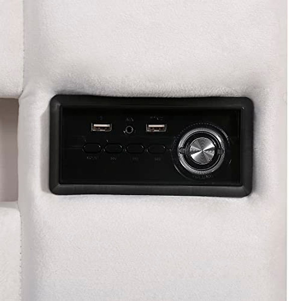 LUMISOL Lift Storage Bed Queen Size, Upholstered Platform with LED Light Bluetooth Player and USB Charging Tufted Headboard, Bed Frame with a Hydraulic Storage and Slat Support, Beige