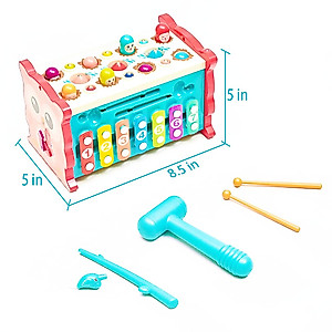 ChuburD Baby Toys Activity Center,8 in 1 Multi-Functional Baby Activity Cube,with Pink and Blue(Random Colors),Montessori Learning Musical Toys for Infant 18 Months and Up,Boy Girl Gifts,No Batteries