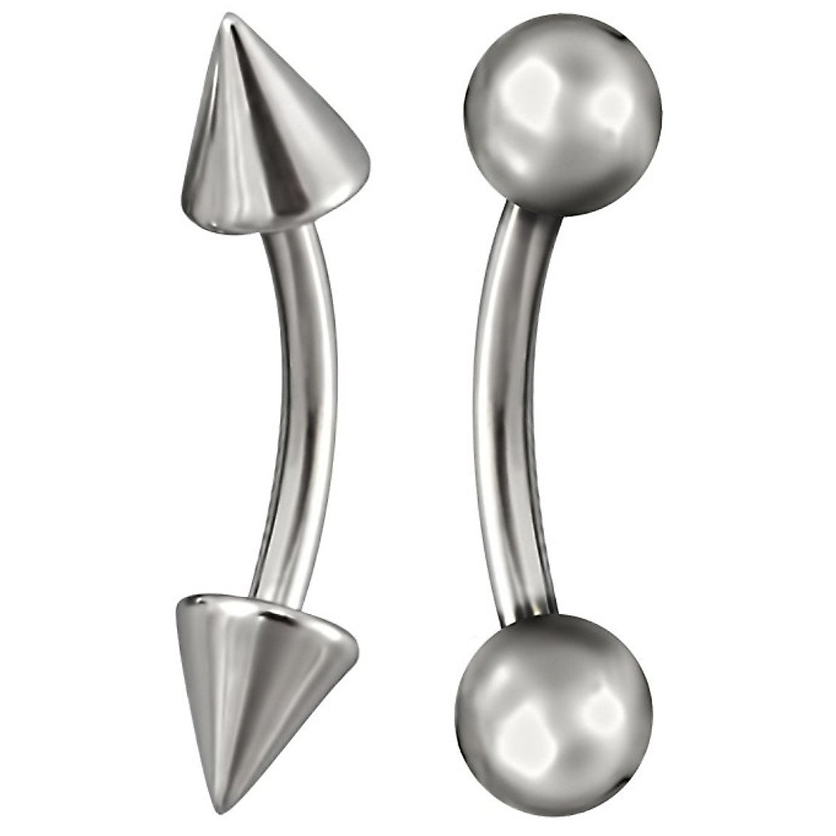 Forbidden Body Jewelry Set of 2 Styles Belly Piercing Barbells: 14g Surgical Steel Double Spike & Double Ball Navel Rings