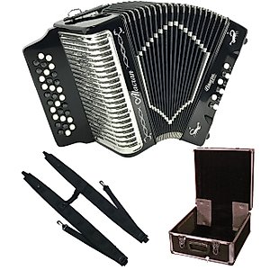 Alacran AL3112 Accordion Package: 31 Button, 12 Bass Accordion with Rigid Case and Adjustable Straps (Sol/GCF, Gloss Black)