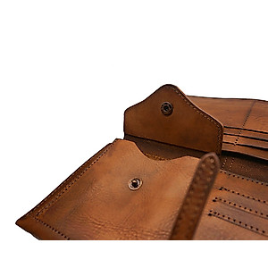 LETEULO Wallets for Women Genuine Leather Card Organizer Dip Dye Coin Purse Ladies Ultrathin Wallets (Brown)