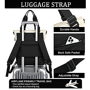 COMELY 4-in-1 Laptop Backpack Casual Daypack Crossbody Bag Leight Weight Tote Purse for Daily Work College, 16A-Black