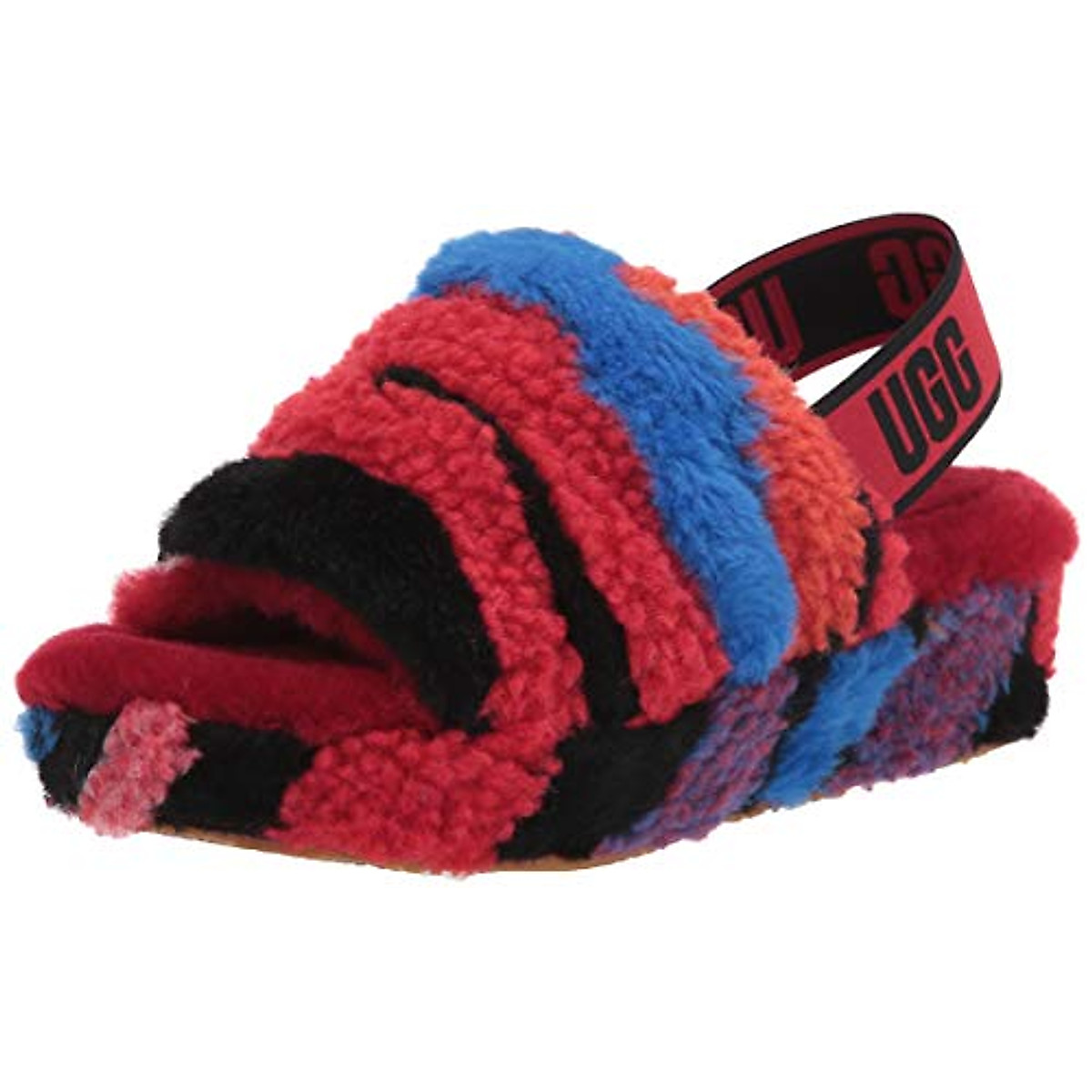 UGG Women's Fluff Yeah Slipper, Red Cali Collage, 6