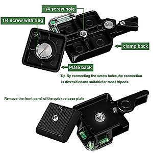 Konsait Camera Camcorder Tripod Monopod Ball Head QR-40 Quick Release Plate Clamp Adapter with Plate Double Insurance Button for DSLR Camera Tripod Ball Head
