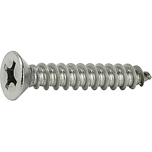 #6 x 2" Flat Head Sheet Metal Screws, Phillips Drive, Stainless Steel 18-8, Full Thread, Bright Finish, Self-Tapping, Quantity 50 by Fastenere