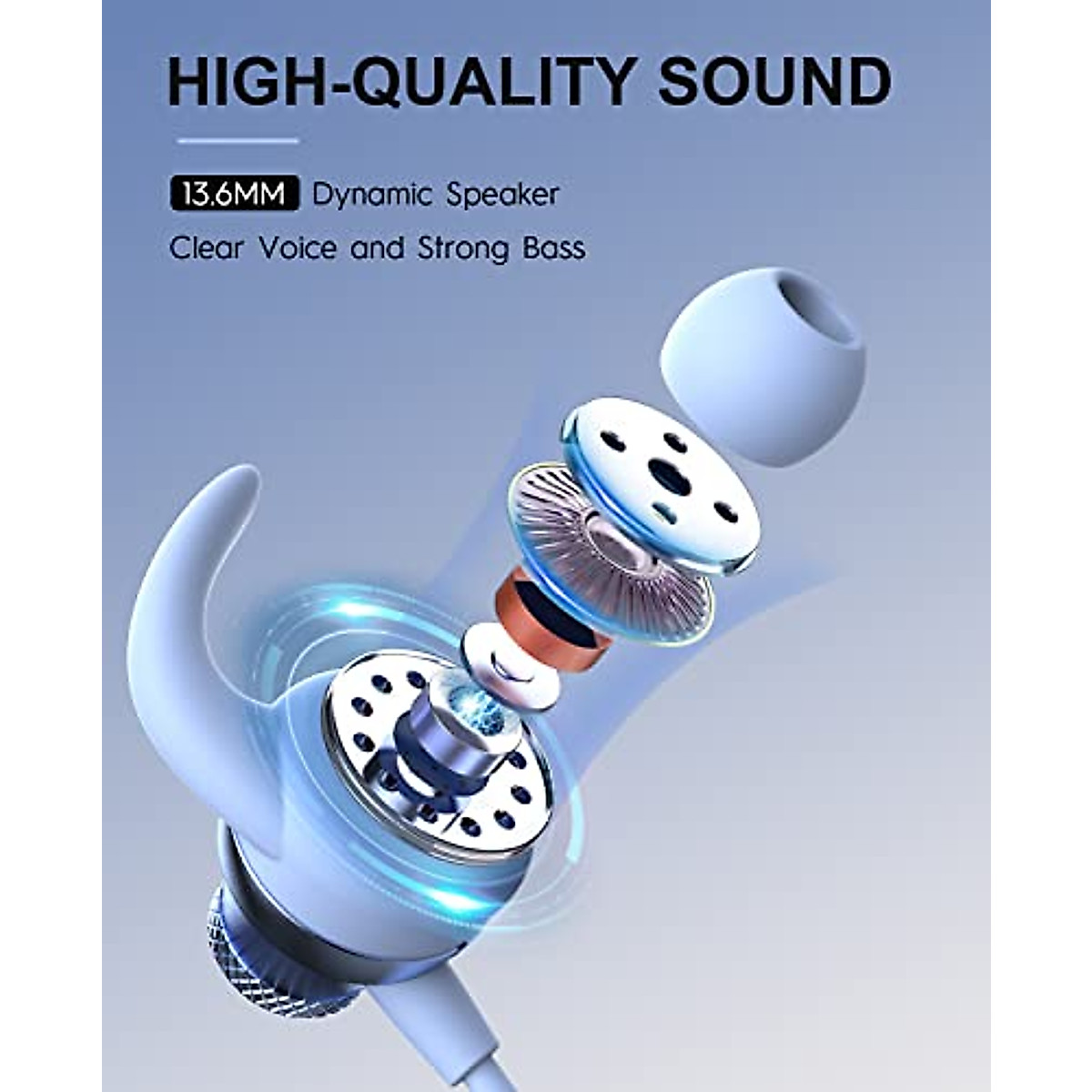 Tecno Wireless Bluetooth Headphones with Microphone, 38H Playtime Neckband Wireless Headphones, (B1-Black+Bule+Pink)