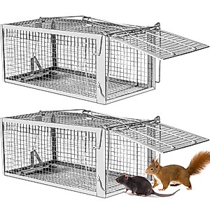 2 Pack Humane Rat Traps - Have a Heart Mouse Trap for Squirrel Mouse Rat Mice, Live Rat Traps Catch and Release for Indoors and Outdoors