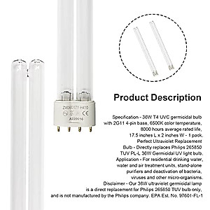 Two 36W 36 Watt UV Bulb Lamp 2G11 Base-4 Pin For JEBAO, New