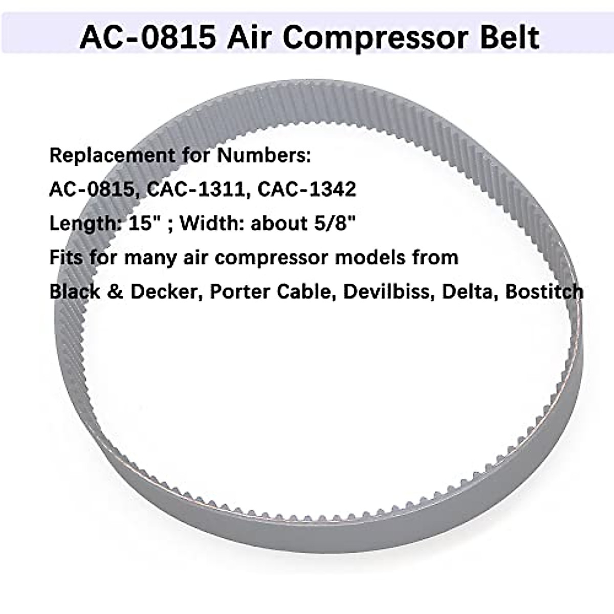 AC-0815 Air Compressor Belt for Craftsman Replaces Part Numbers CAC-1311, CAC-1342