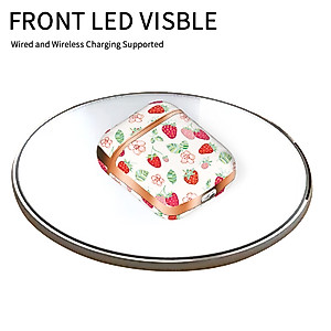 Berkin Arts Compatible with AirPods 1st Generation Case, AirPods 2nd Generation Case Ultra Slim Protetive Cover with Keychain Pop Surrealism Strawberry