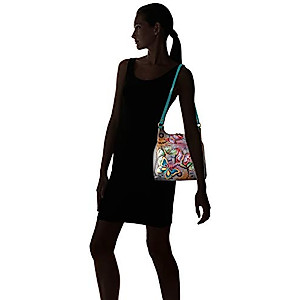 Anna by Anuschka womens Anna Anuschka Genuine Leather Medium Hobo-butterfly Paradise Satchel Bag, Butterfly Paradise, One Size US